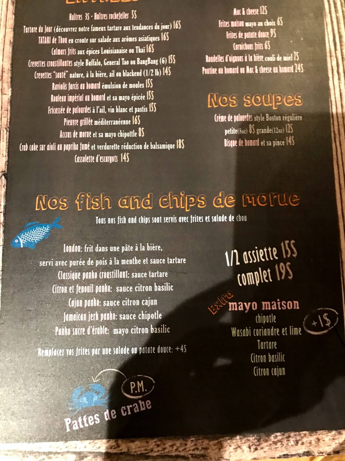 Menu au Le Shack Du Pêcheur La Prairie restaurant, La Prairie ...