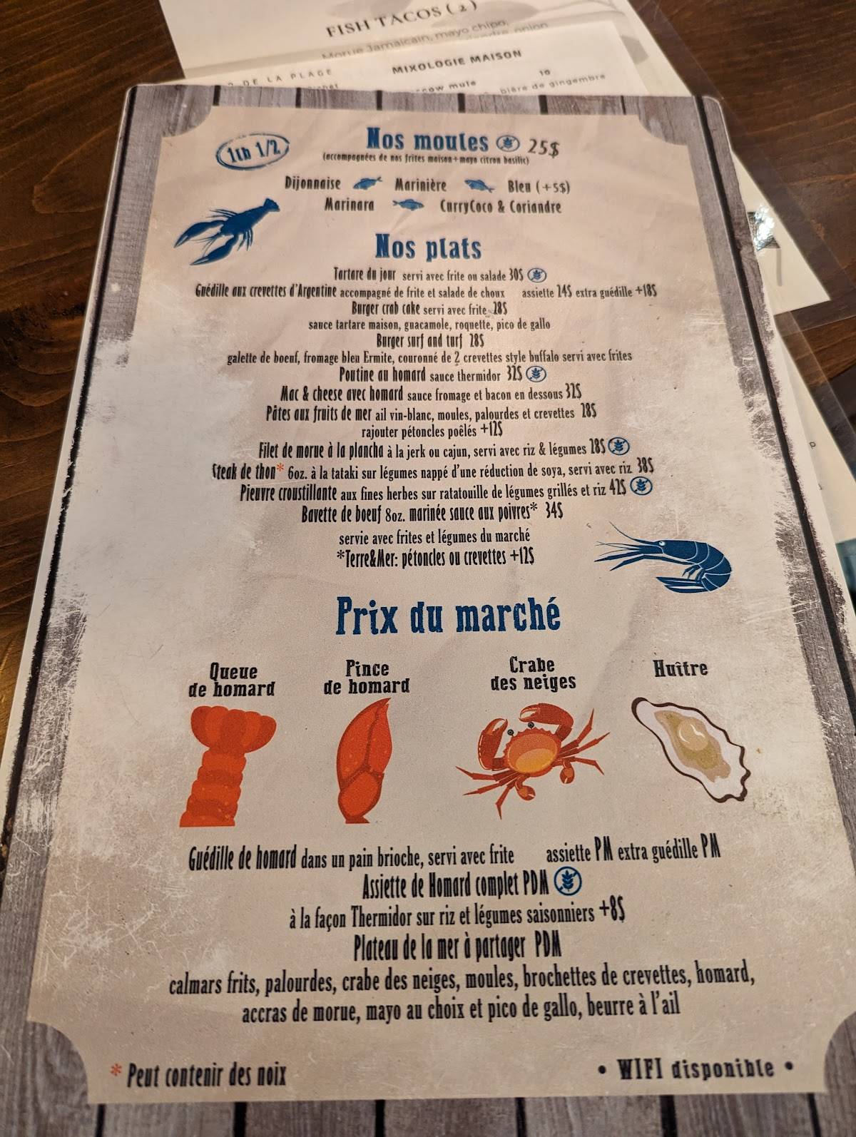 Menu au Le Shack Du Pêcheur La Prairie restaurant, La Prairie ...