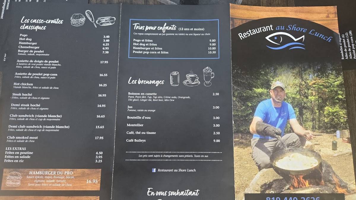 Menu au Le Shore-Lunch. restaurant, Mont-Laurier