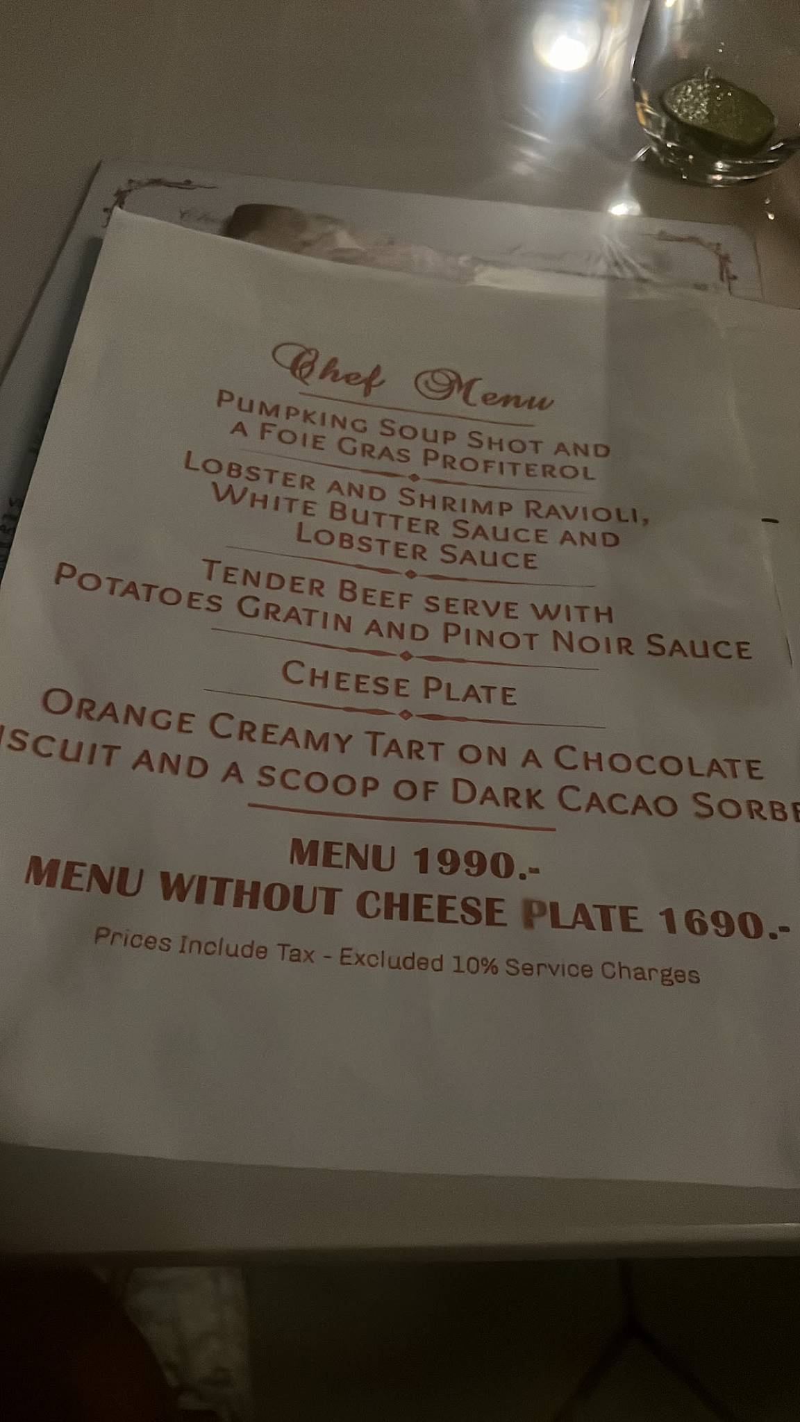 Menu at Le Versace Lounge Rooftop pub & bar, Pa Tong