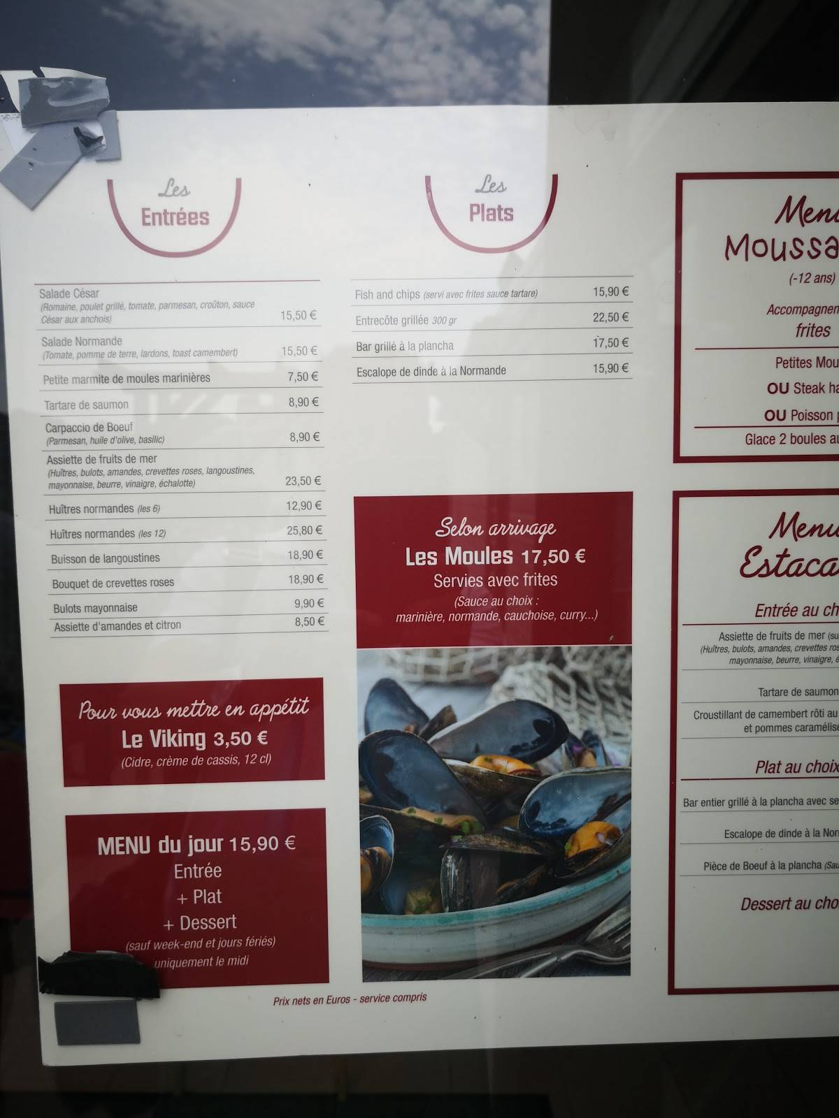 Menu au Le Victor Hugo restaurant, Veules-les-Roses