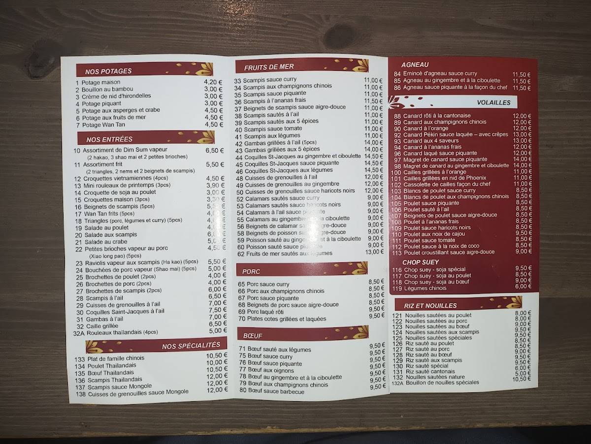 Menu au Le Village Chinois restaurant, Huy