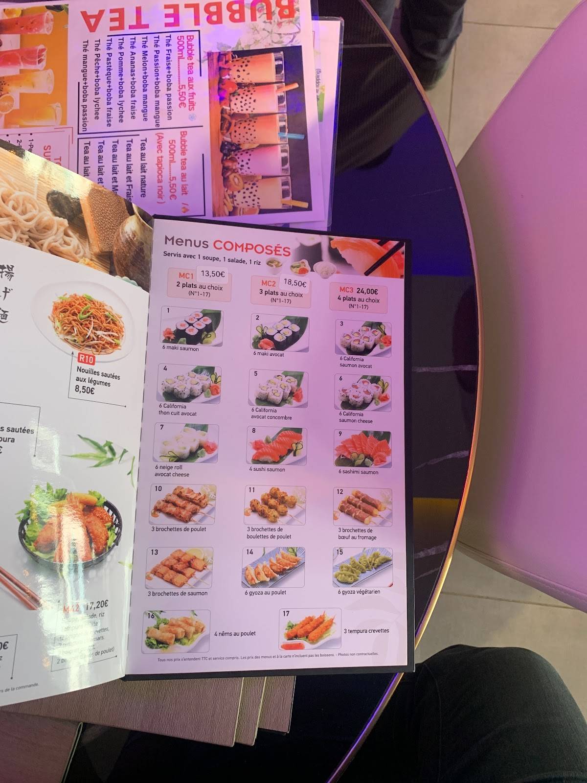Menu at Leader Sushi restaurant, Paris, 54 Rue Jean-Jacques Rousseau