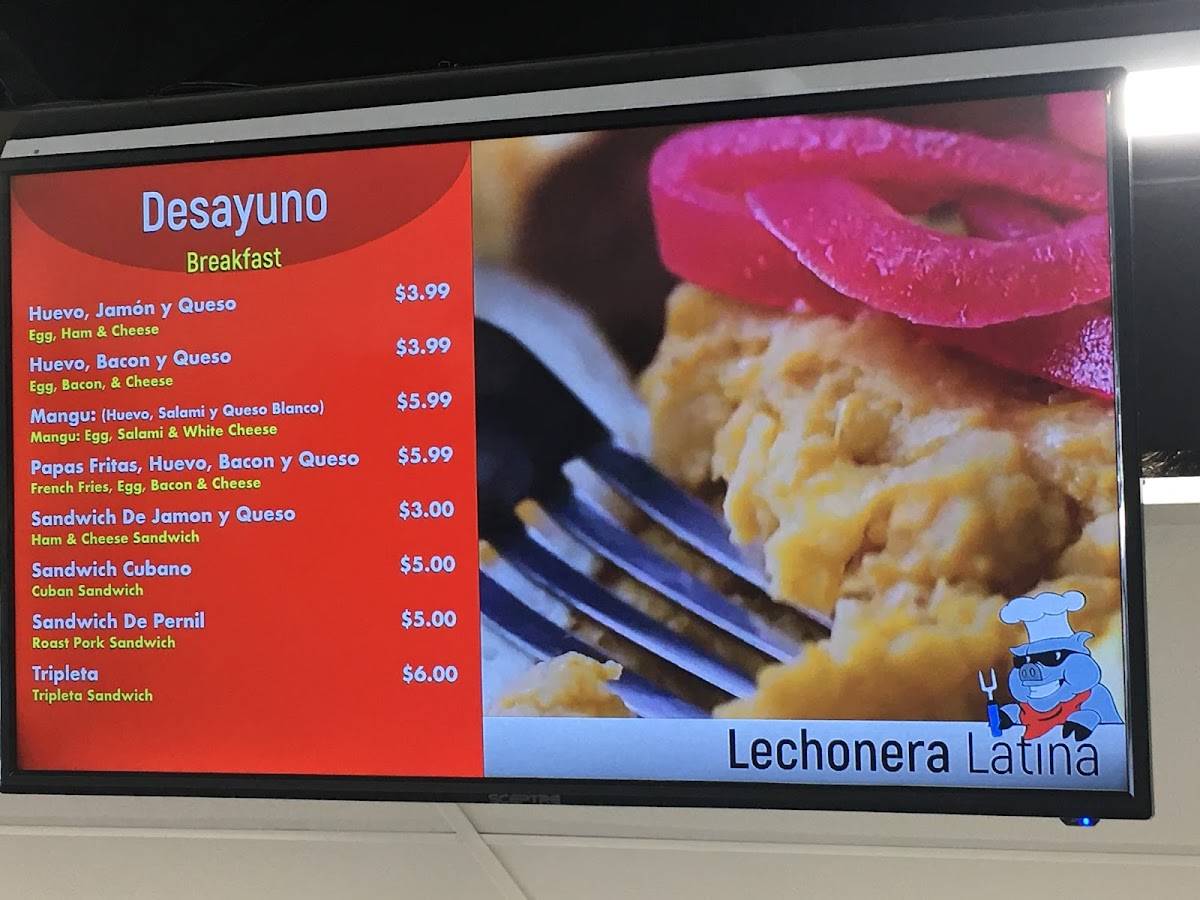 Menu at Lechonera Latina restaurant, Apopka