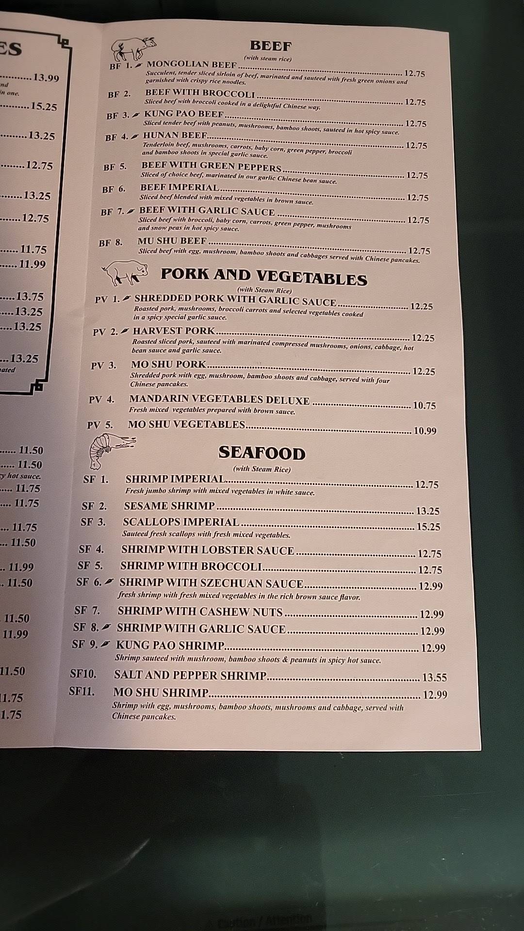 Menu at Lee Palace restaurant, Tuscaloosa, Alabama Hwy 69 S