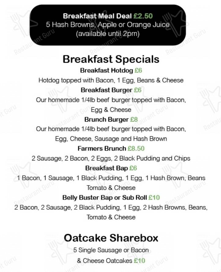 Menu at Mill St Kitchen cafe, Leek