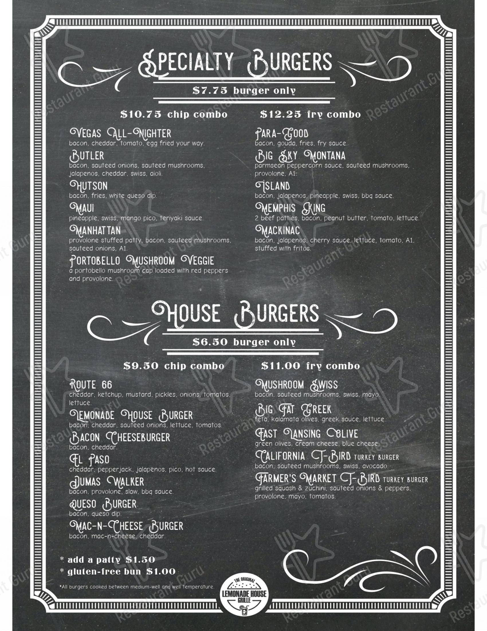Menu at Lemonade House Grille restaurant, Poplar Bluff