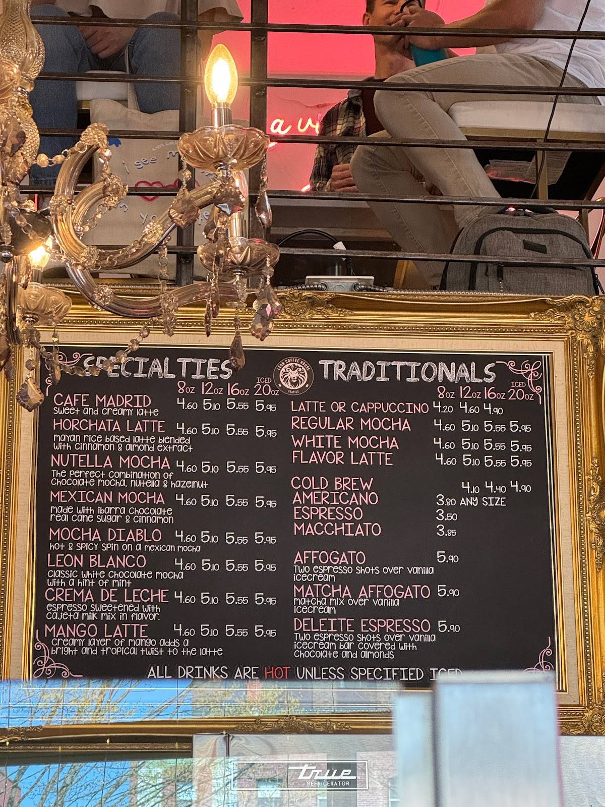 Menu at Leon Coffee House, Seattle