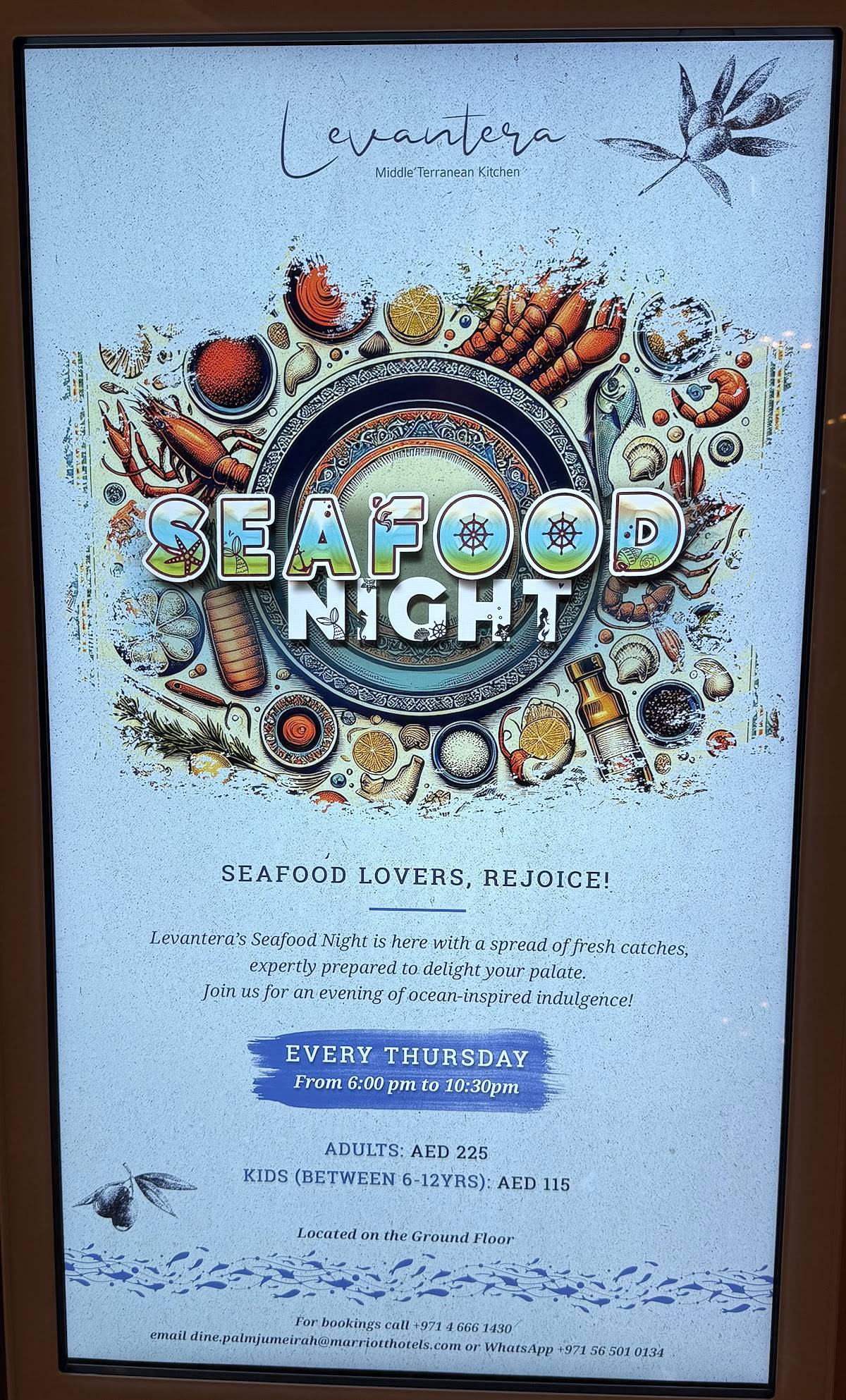 Menu at Levantera Restaurant, Dubai