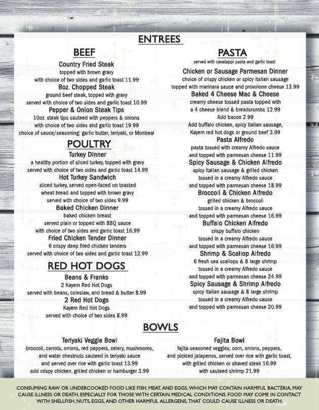 Menu at Gridiron Restaurant & Sports Pub, Lewiston