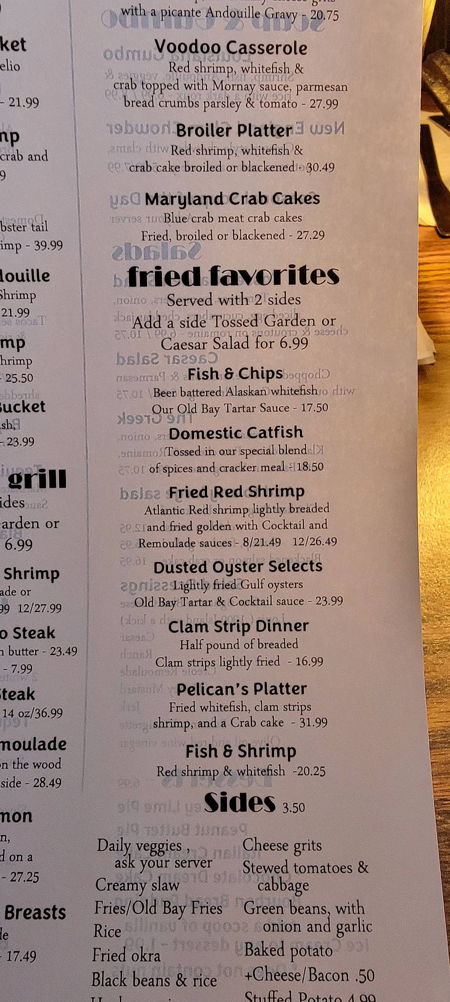 Menu at The Ketch Seafood Grill restaurant, Lexington