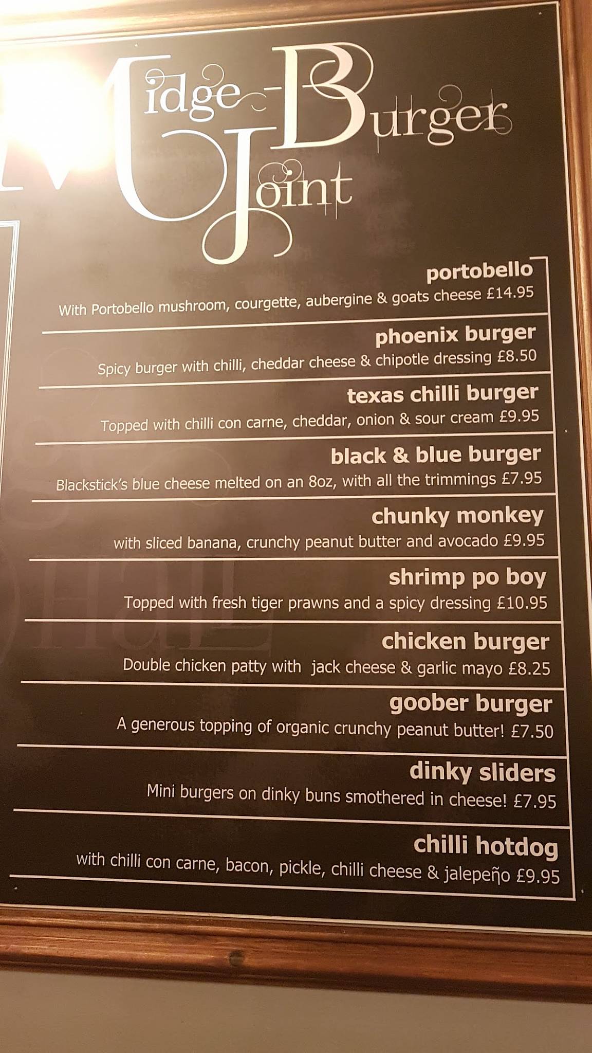 Menu at Midge Hall pub & bar, Leyland