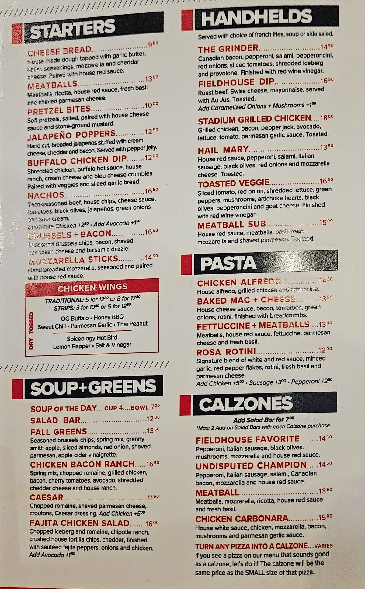 Menu at Fieldhouse Pizza & Pub - Liberty Lake, Liberty Lake