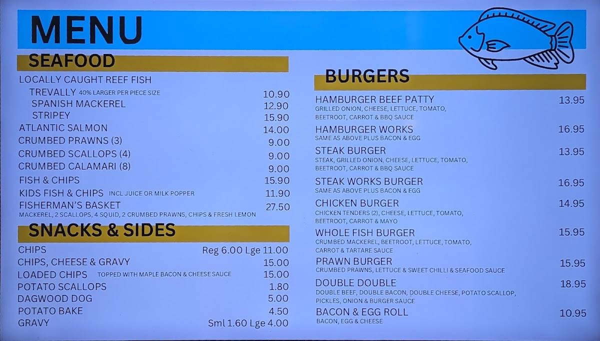 Menu at Lighthouse Seafood Mackay restaurant, Mackay Harbour, 50 ...