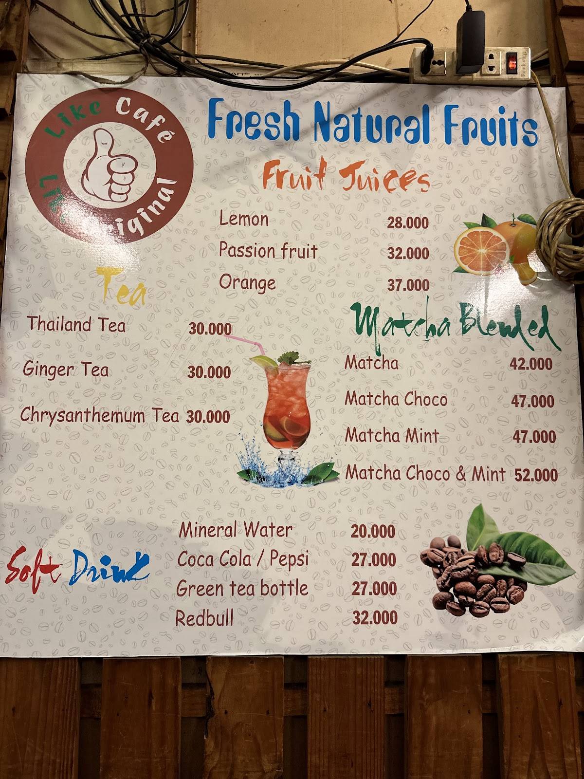 Menu at Like Cafe, Ho Chi Minh City, 90Bis Trần Đình Xu