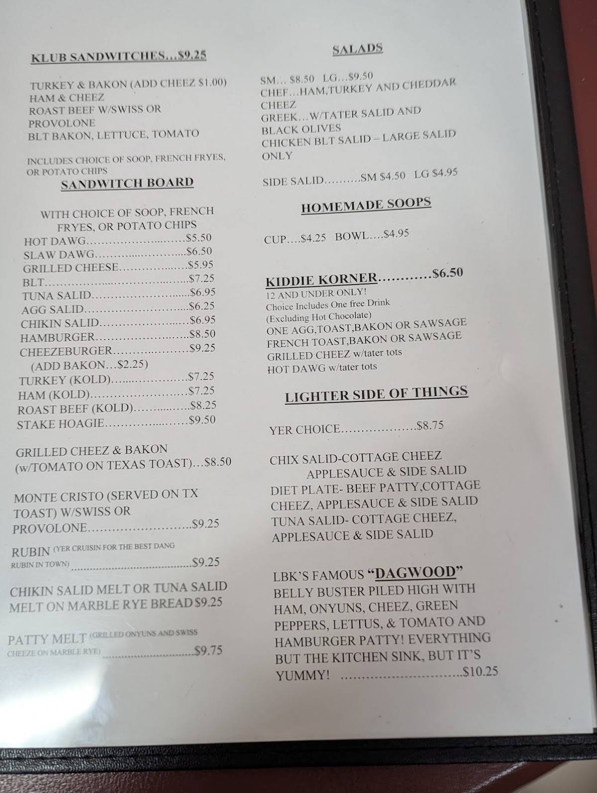 Menu at Lil Bit Kuntry restaurant, Pinellas Park, 71st Ave N