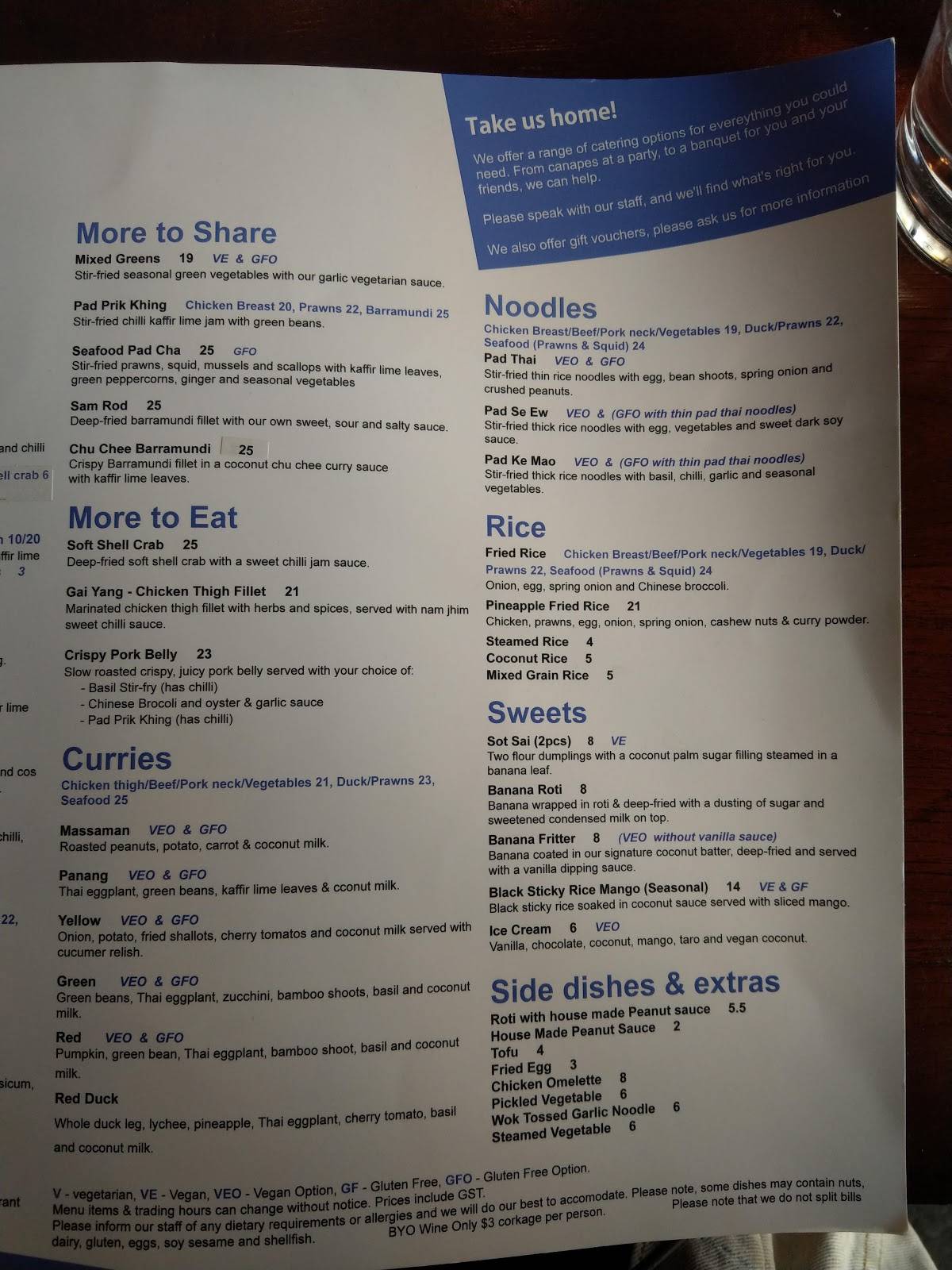 Menu at Imm Oon Thai Restaurant & Bar, Lilydale