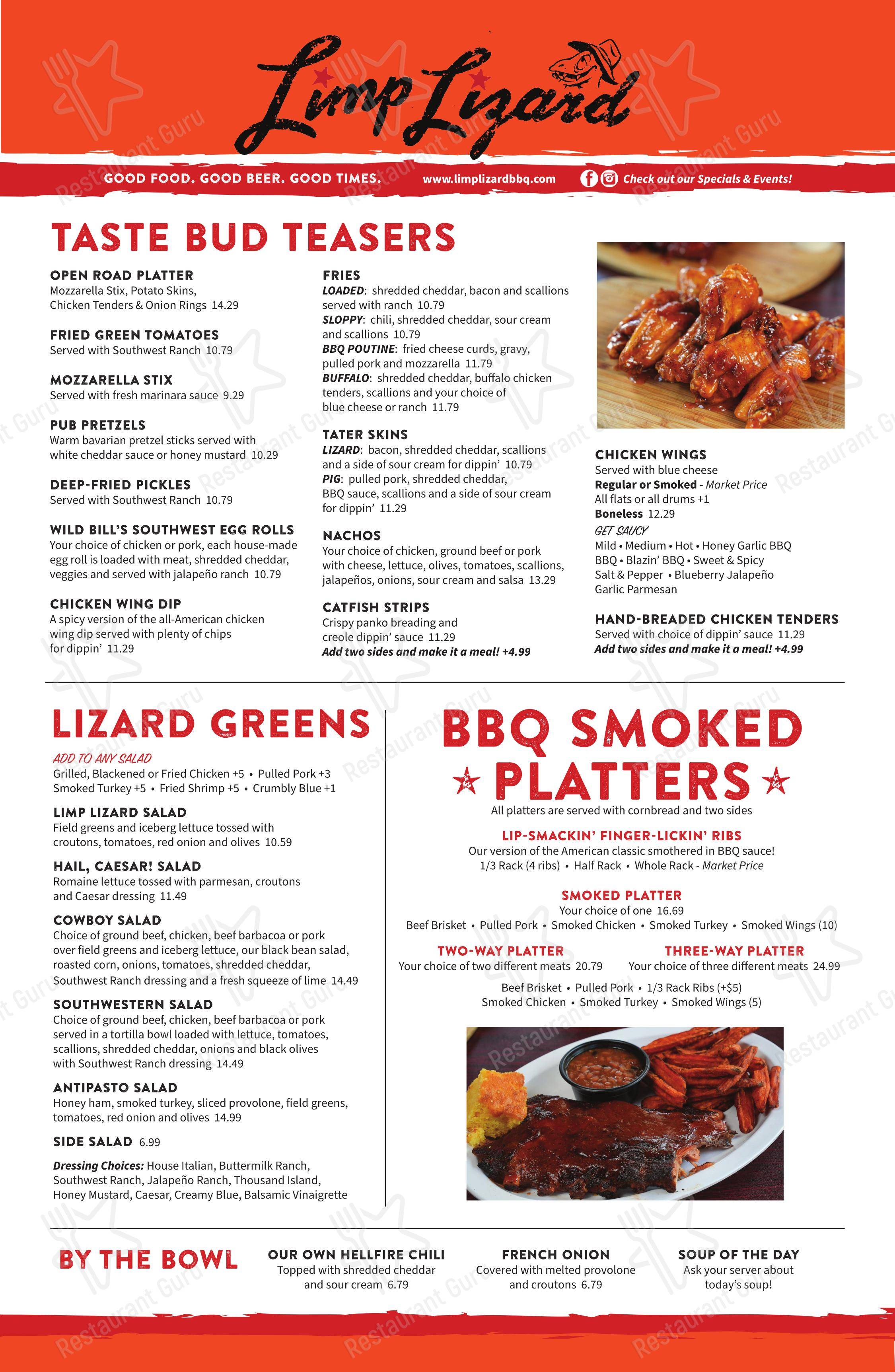 Menu at Limp Lizard Lounge Bar & Grill, Syracuse