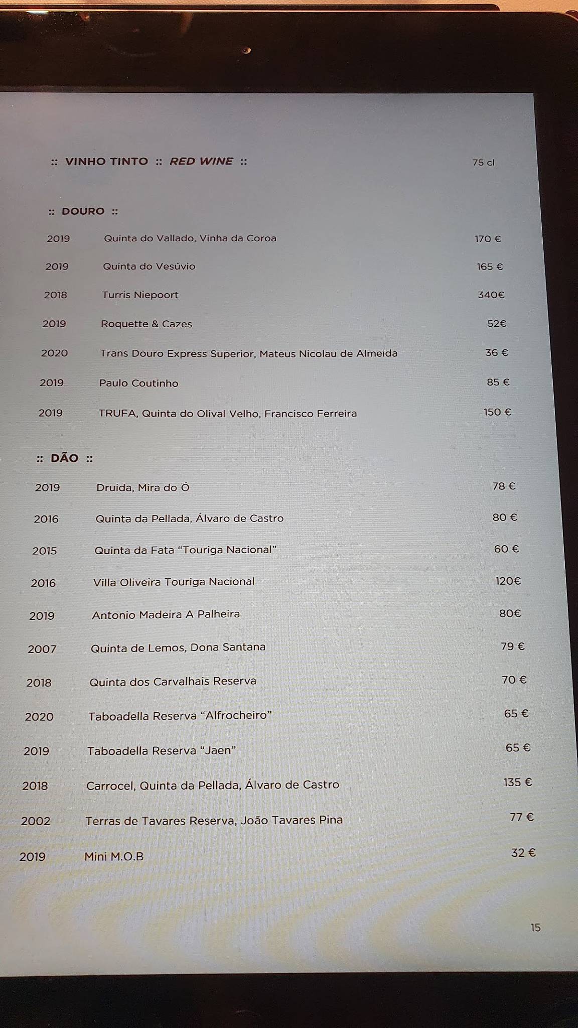 Menu at Belcanto restaurant, Lisbon, R. Serpa Pinto 10A