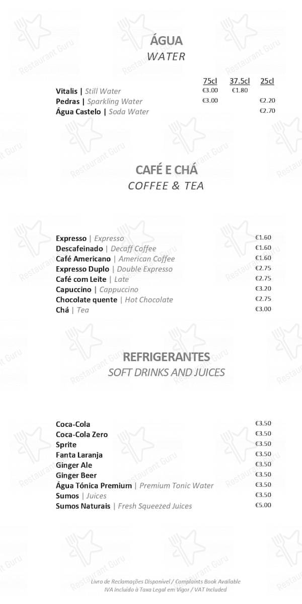 Menu at Jupiter Lisboa Hotel - Rooftop & Spa pub & bar, Lisbon