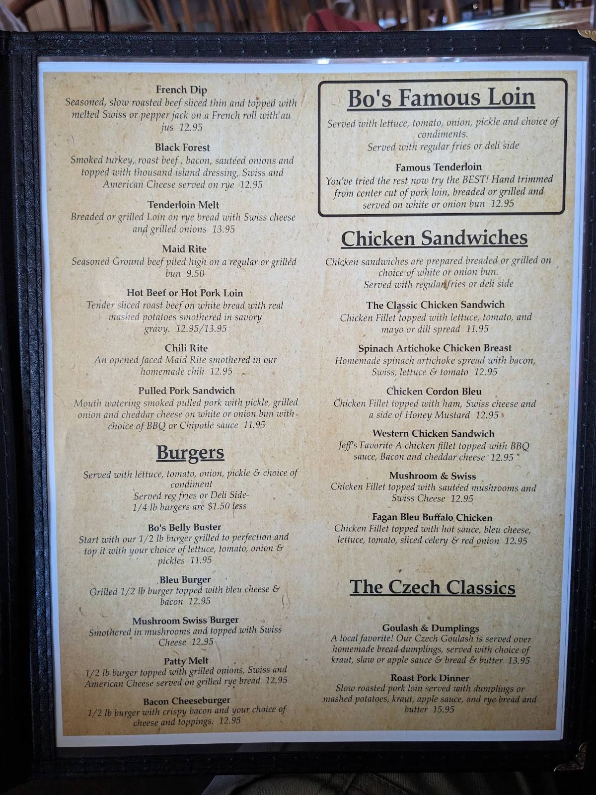 Menu at Little Bohemia pub & bar, Cedar Rapids