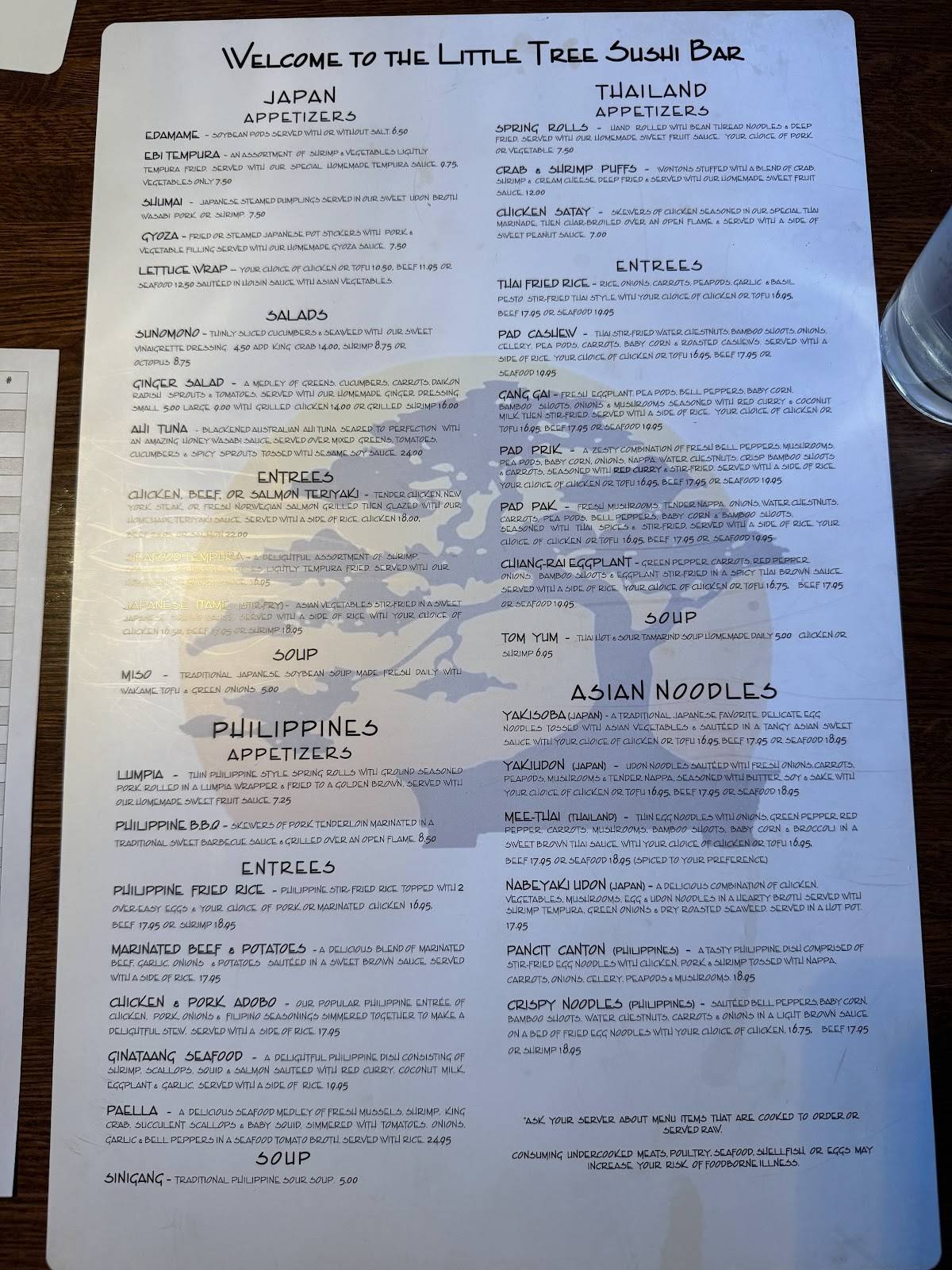 Carta de Little Tree Sushi Bar Inc, Rochester Hills