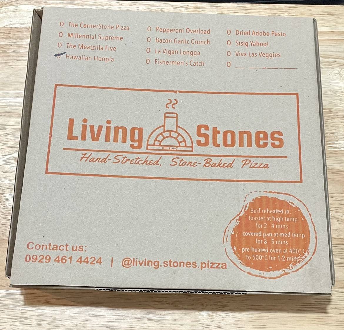 Menu at Living Stones Pizza restaurant, Makati