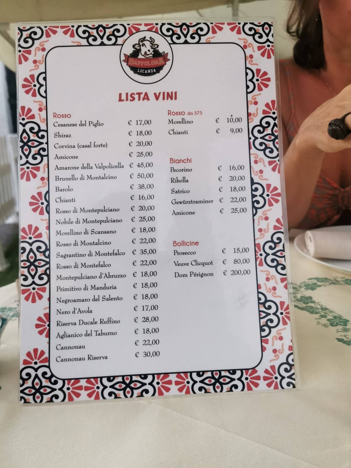 Menu da Locanda Baffolona ristorante con griglia, Ciampino