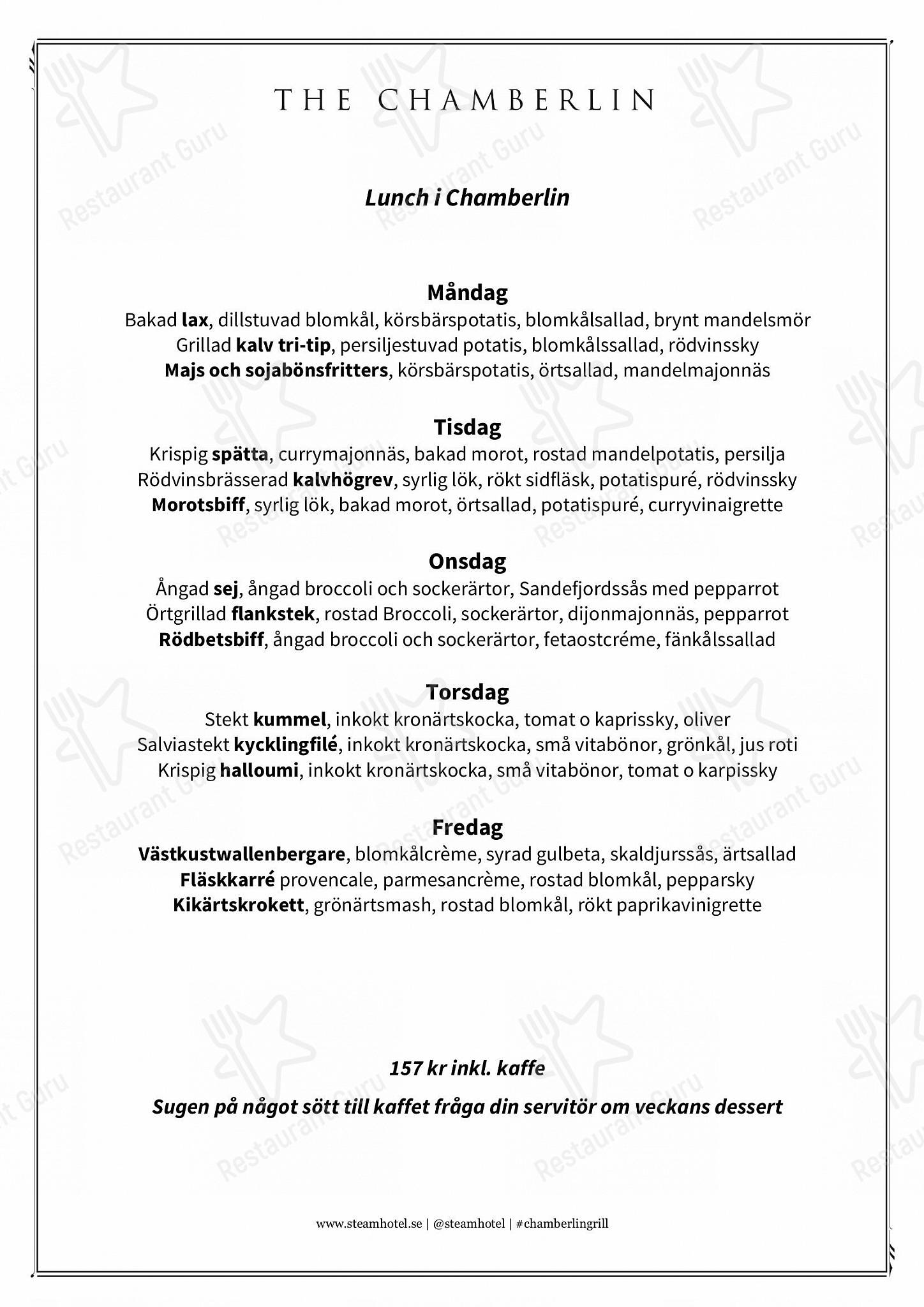 Menu at Locavore restaurant, Västerås
