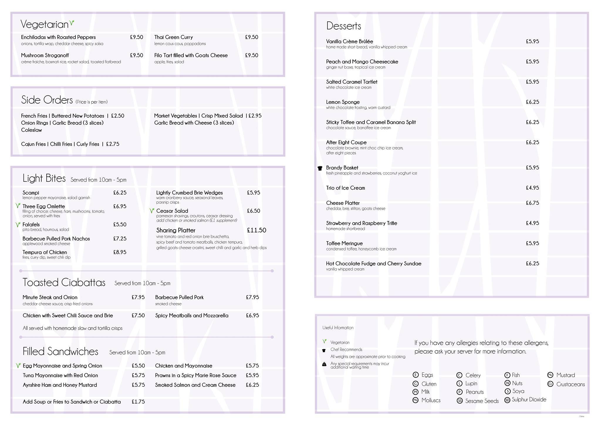 Menu at Lochside House Hotel, Lodges and Spa restaurant, New Cumnock