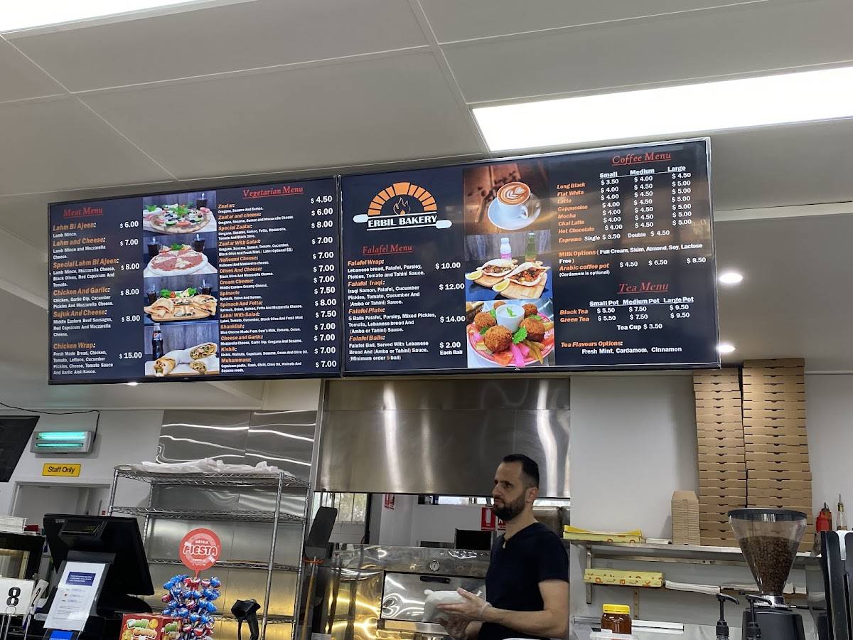 Menu at Erbil Bakery Pty Ltd, Kingston