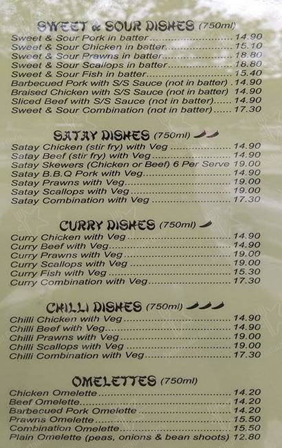 Menu at Loi Eng Restaurant, Ferntree Gully
