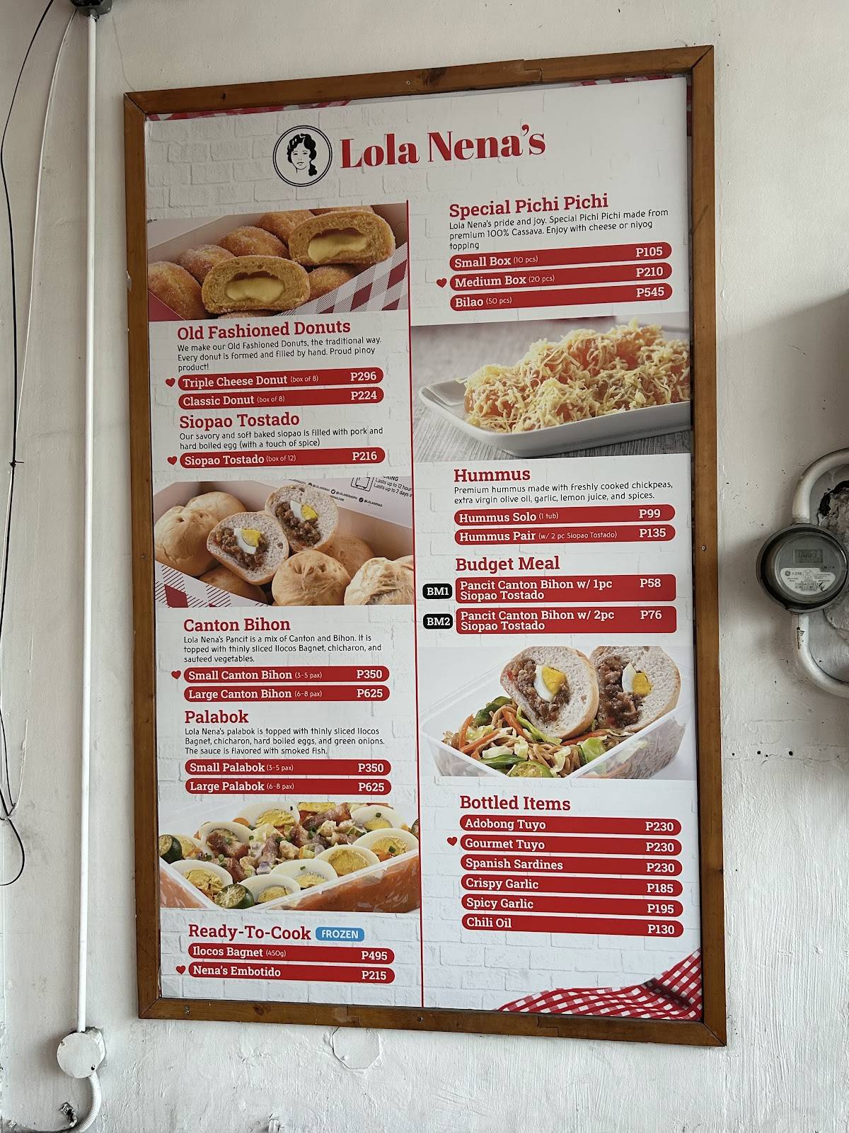 Menu at Lola Nena's Aguirre restaurant, Parañaque