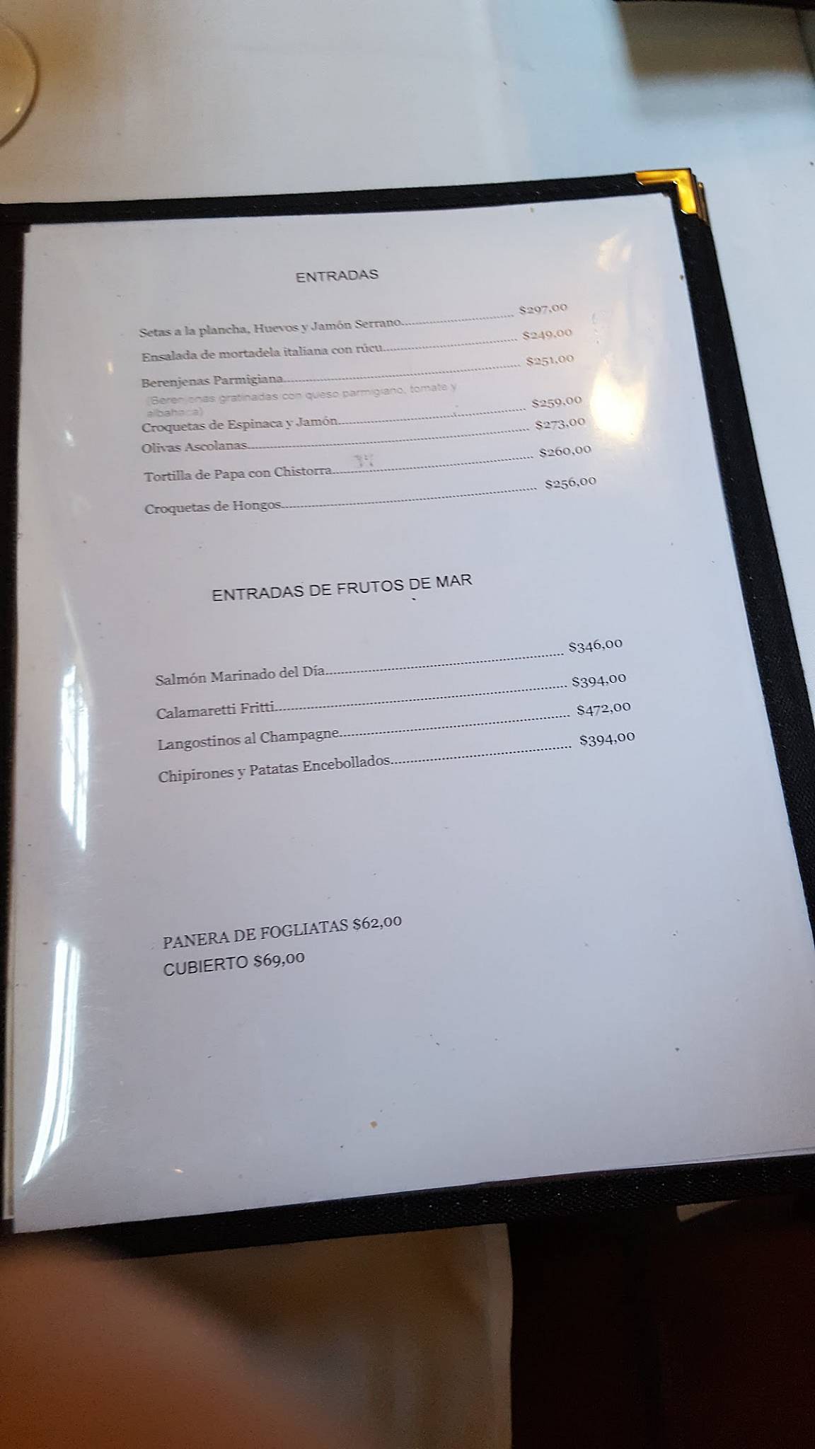 Carta del restaurante La Taberna, Lomas del Zamora