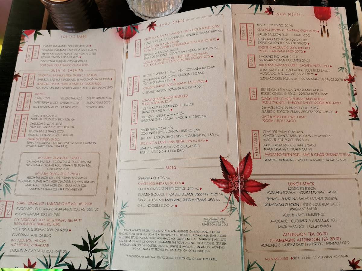Menu at The Ivy Asia St Paul's restaurant, London