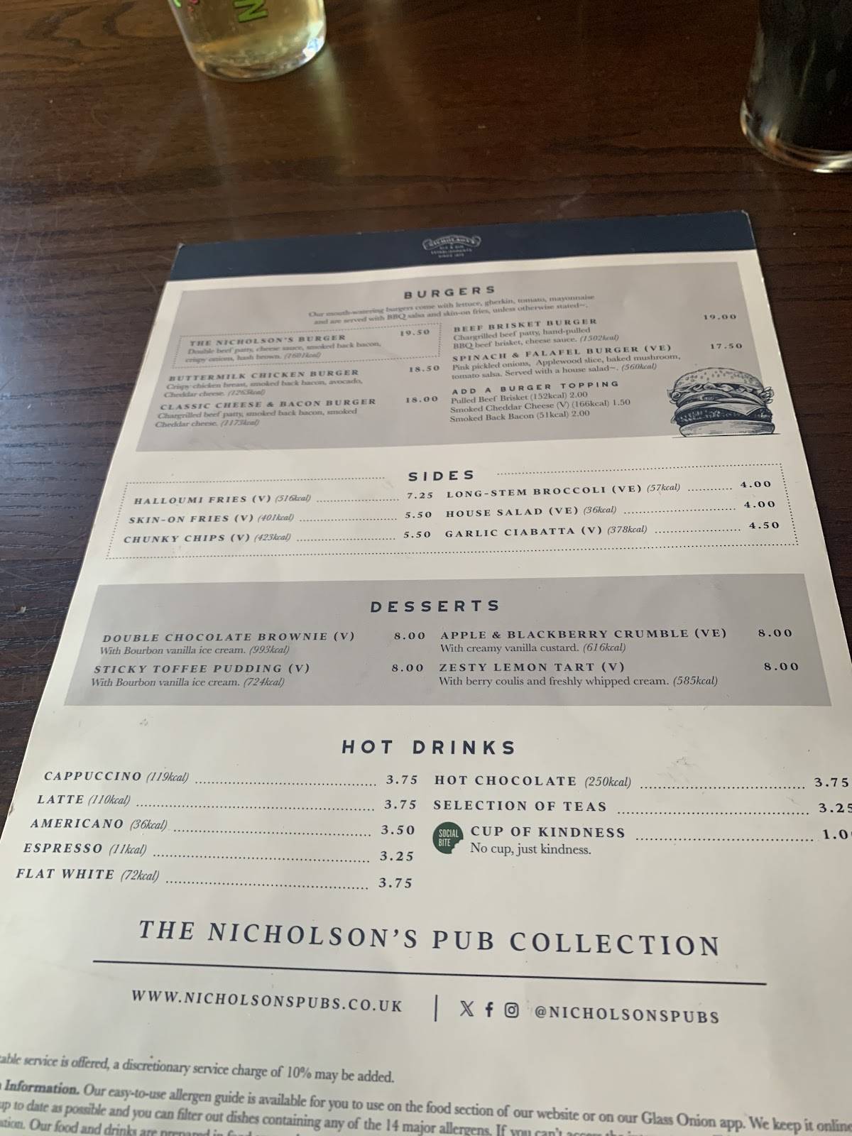 Menu at The Wellington pub & bar, London, 351 Strand