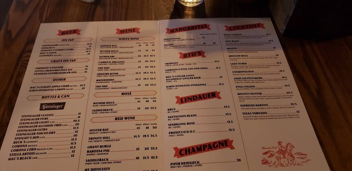 Menu at Lone Star Alexandra Park restaurant, Auckland, 223 Green Ln W