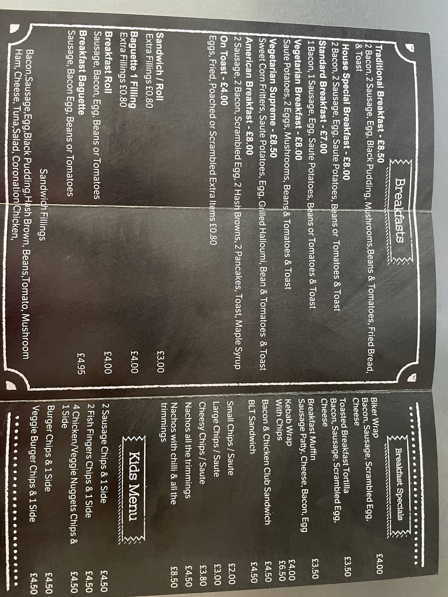 Menu at Long Itch Diner cafe, Southam, Southam Rd