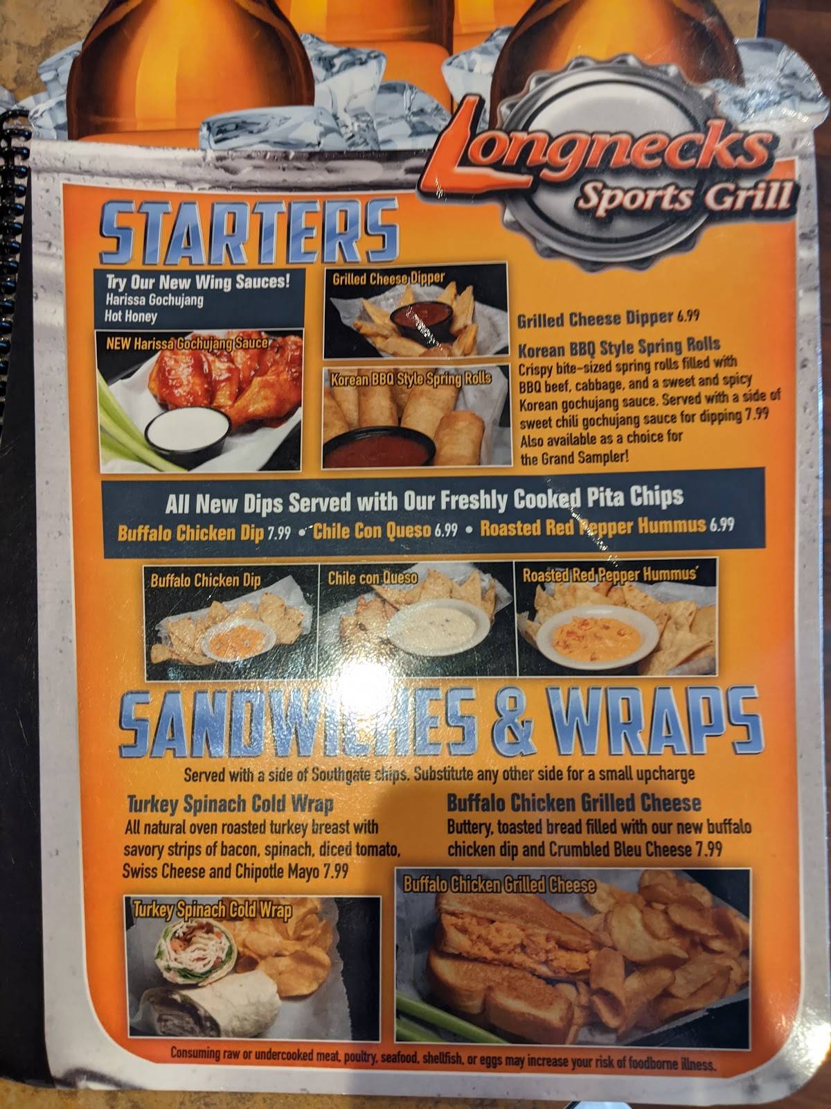 Menu at Longnecks Sports Grill pub & bar, Hebron, N Bend Rd