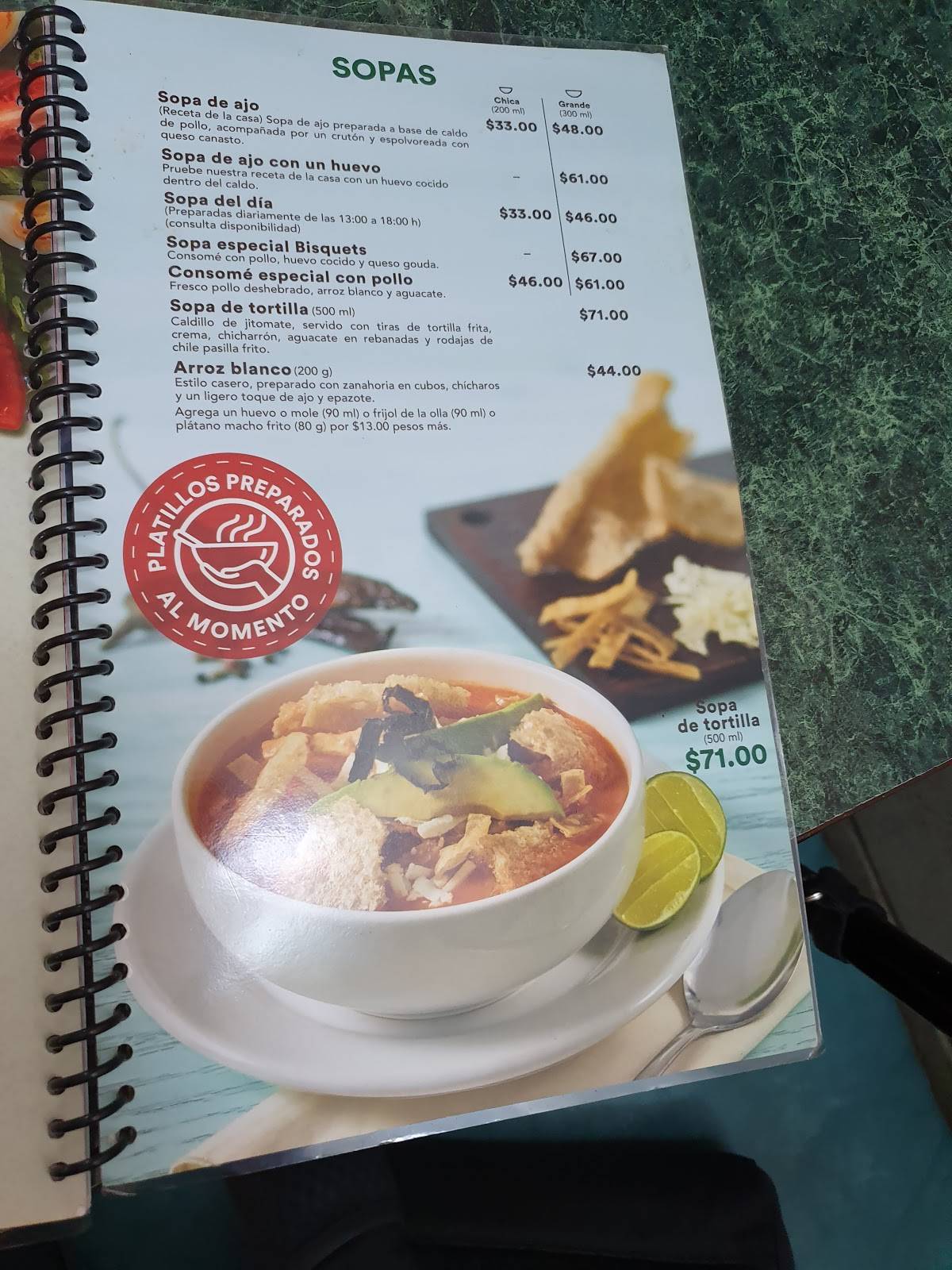 Carta del restaurante Bisquets del Obregón, Ciudad del México ...