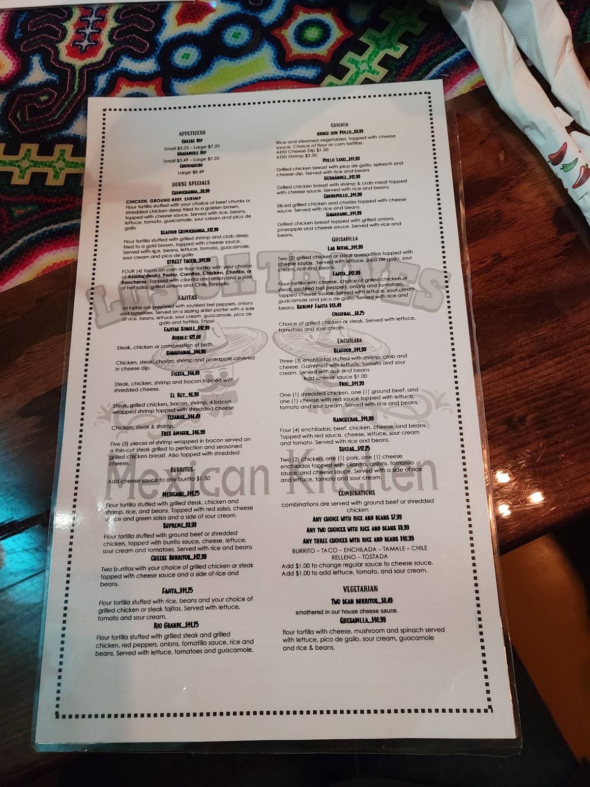 Menu at Los Catrines Mexican Kitchen pub & bar, Corning
