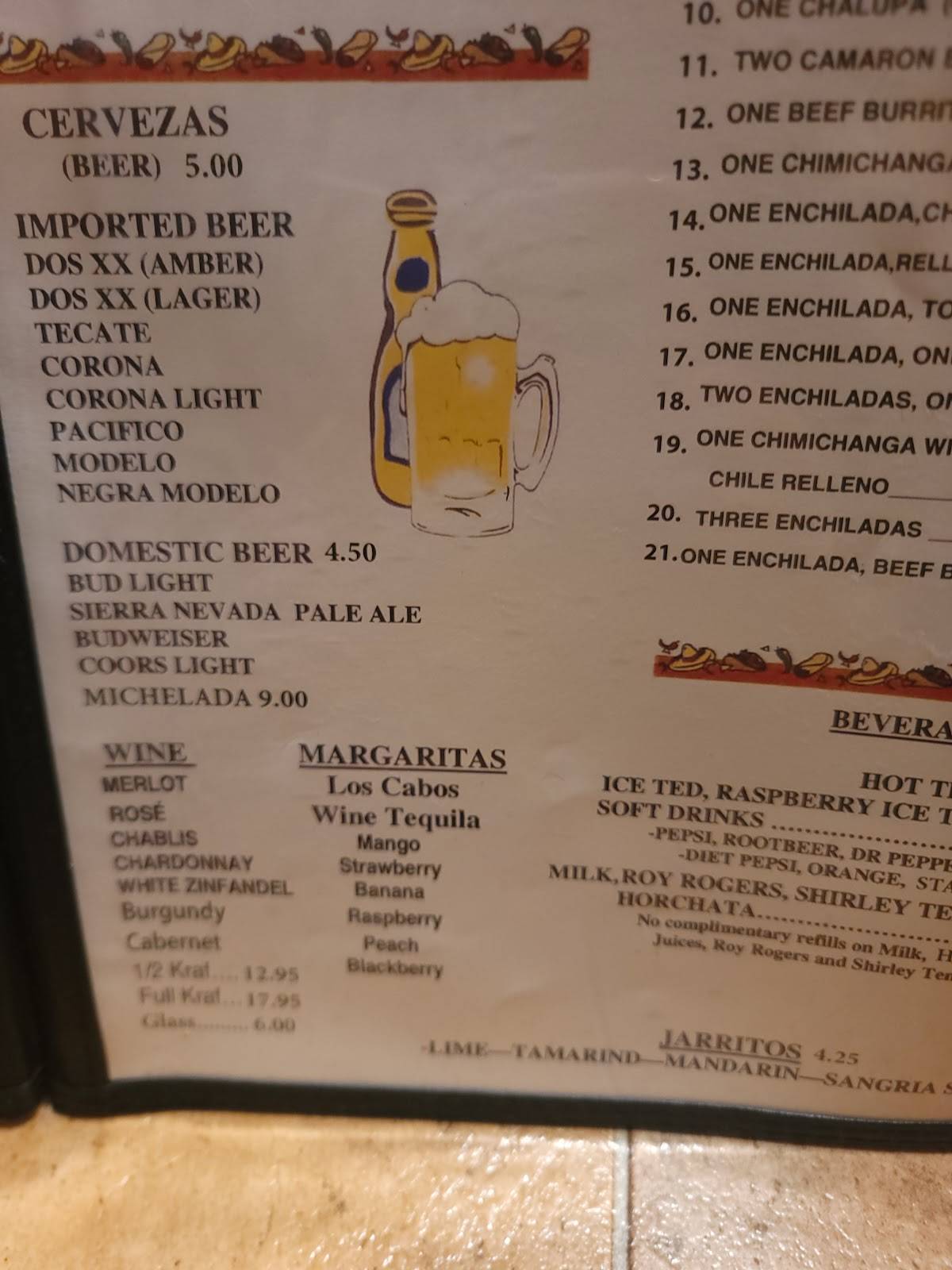 Menu at Los Compadres Restaurant, Oroville