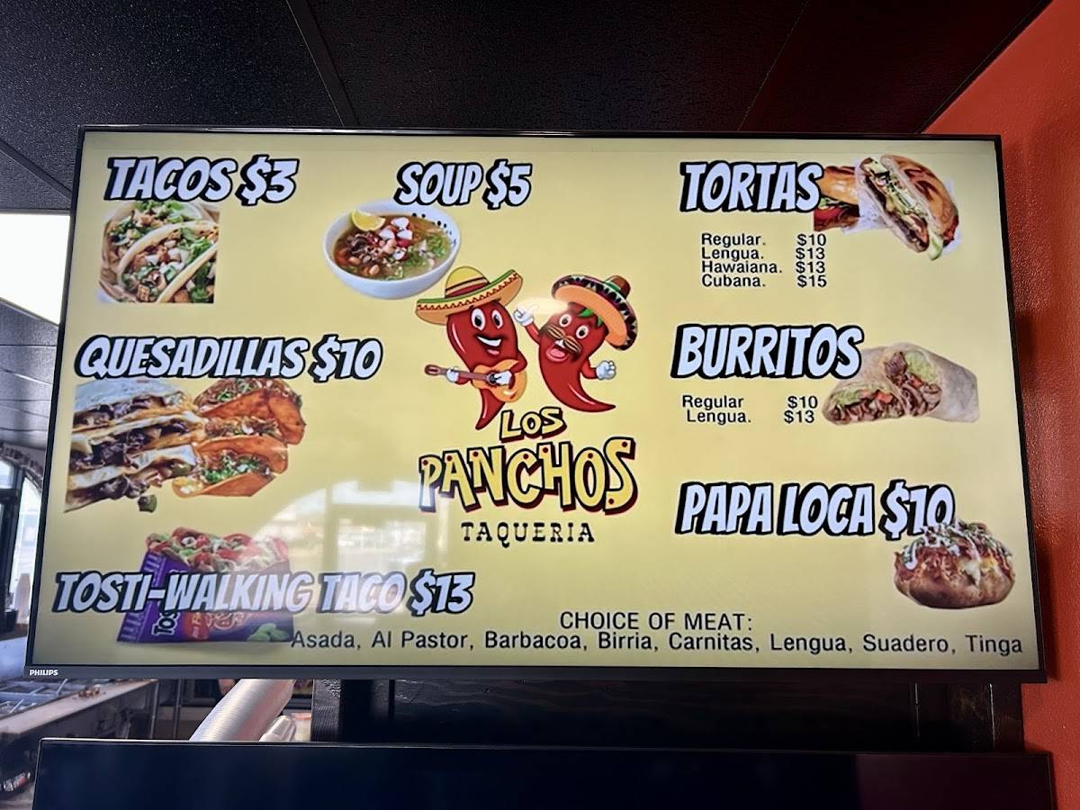 Menu at Los Panchos Taqueria restaurant, Gillette