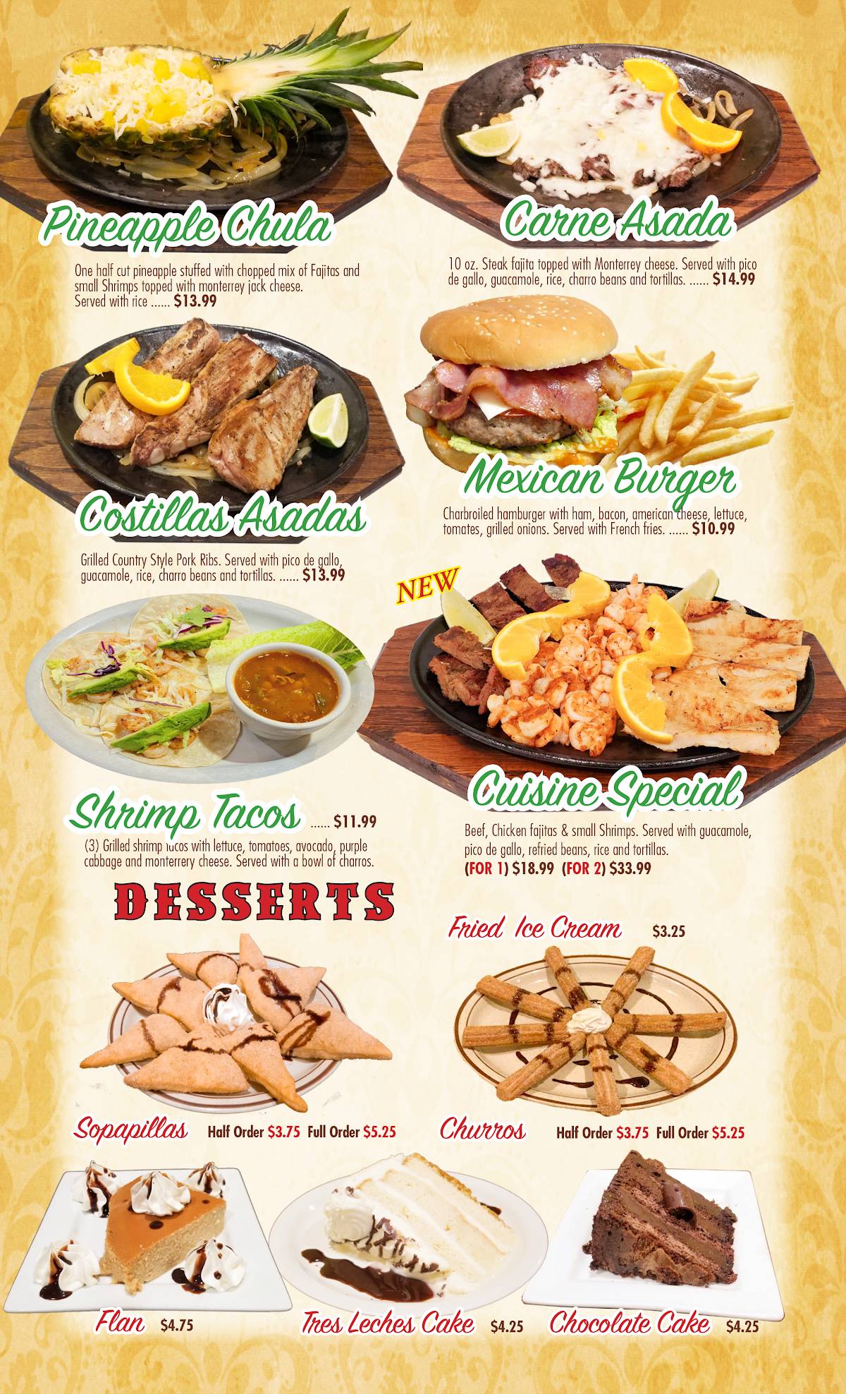 Menu at Los Ranchos Mexican Restaurant, Crockett, TX-304 Loop