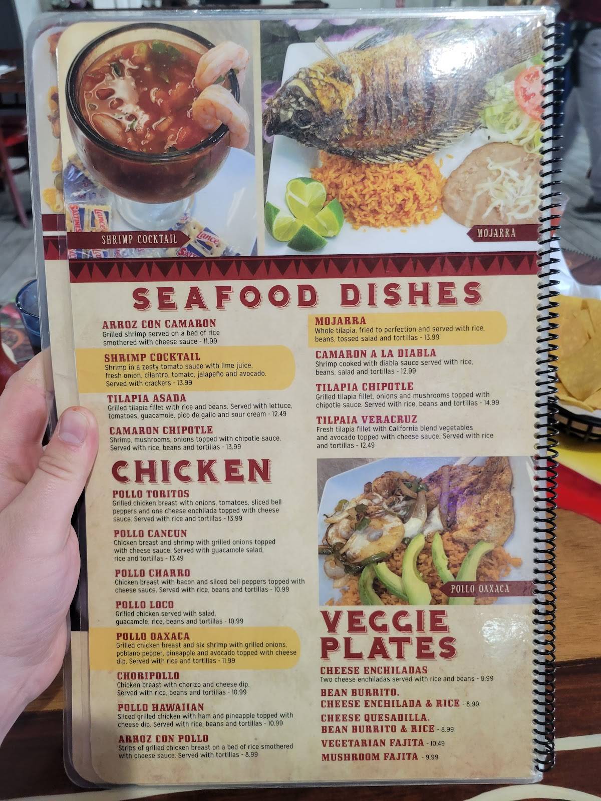 Menu at Los Toritos restaurant, Syracuse