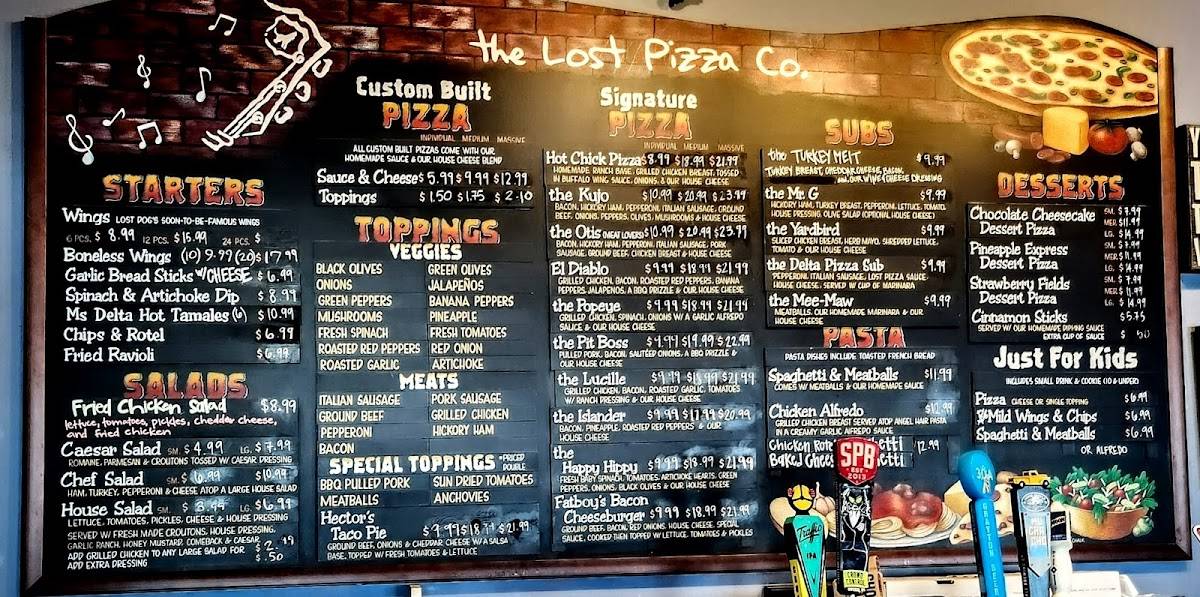 Menu at Lost Pizza Co North Gloster pub & bar, Tupelo