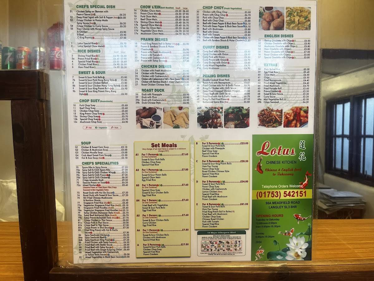 Menu at Lotus Kitchen fast food, Slough