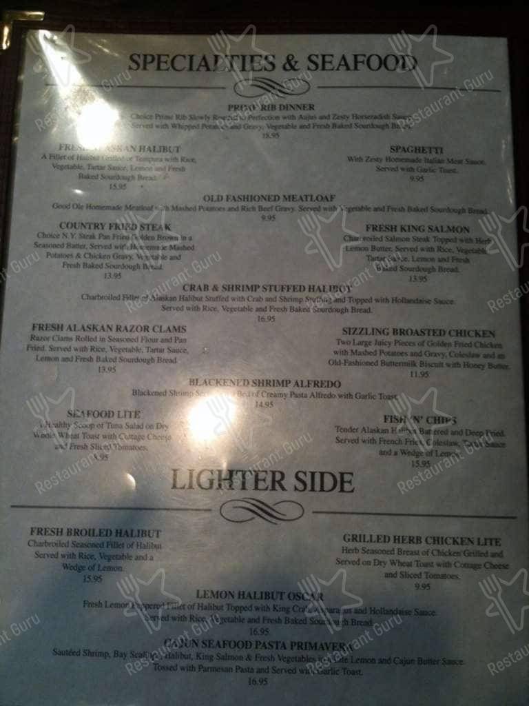 Menu at Louie's Steak & Seafood steakhouse, Kenai