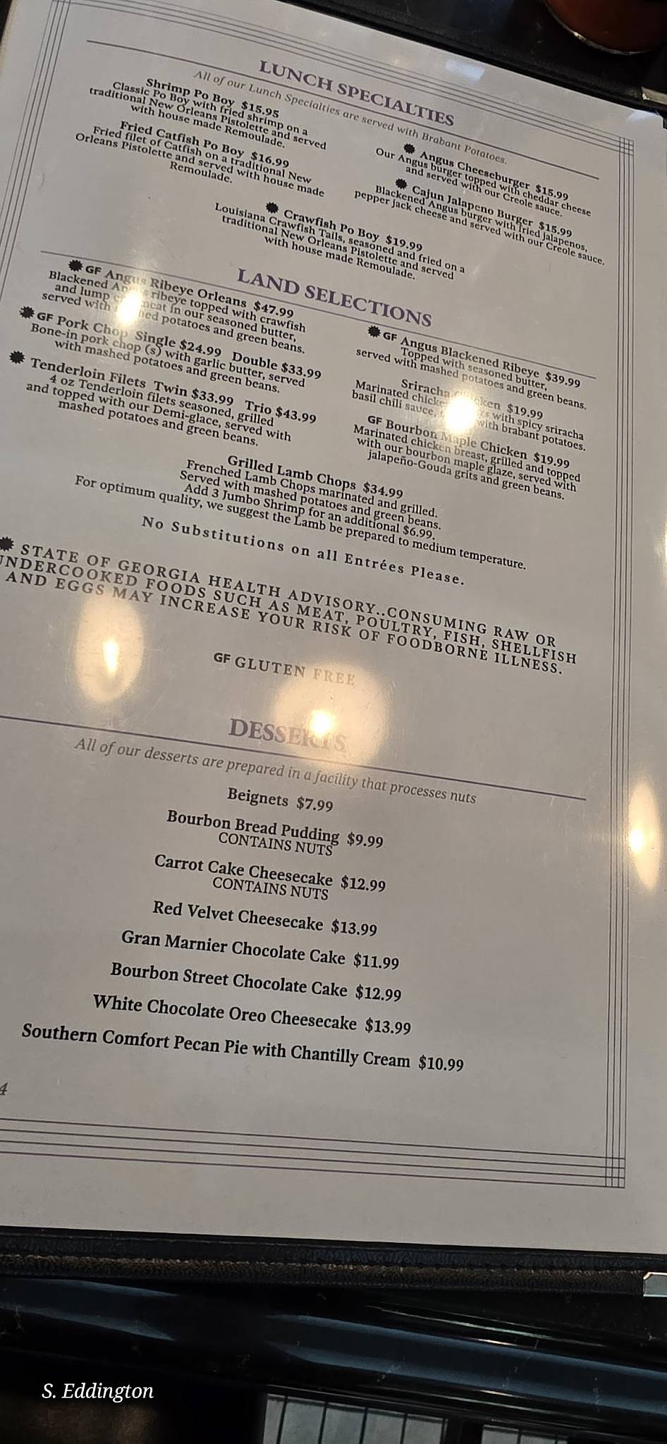 Menu at Louisiana Bistreaux Seafood Kitchen Perimeter restaurant, Dunwoody