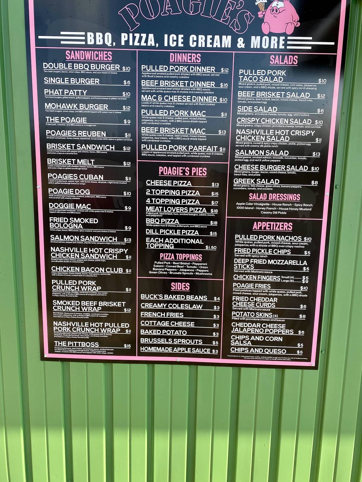 Poagies Bbq Pizza Ice Cream And More Louisville Menu at Jamie Spinelli blog